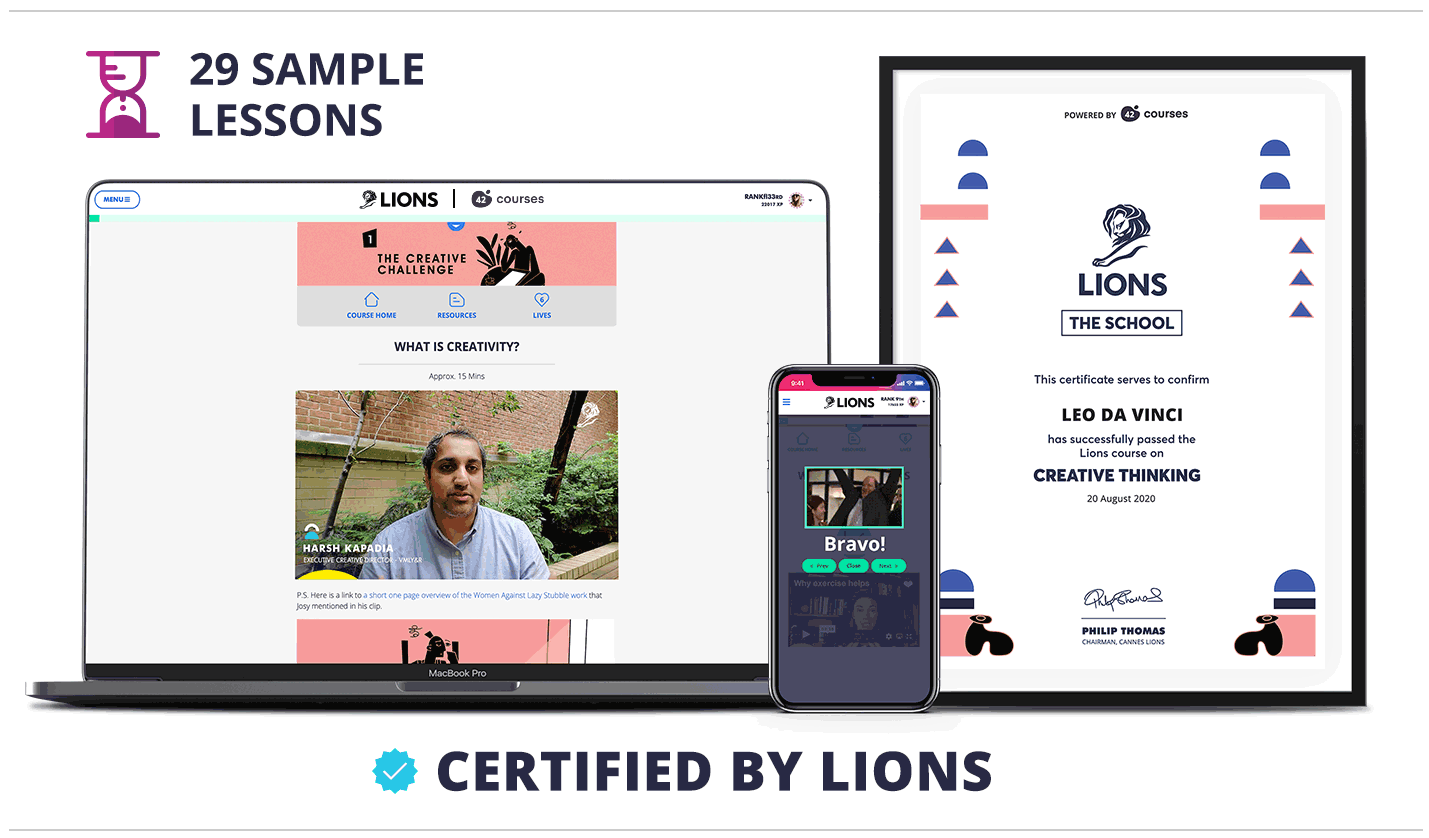 Creative Thinking Course - Thinking more creatively - Certified by Cannes Lions - 42courses